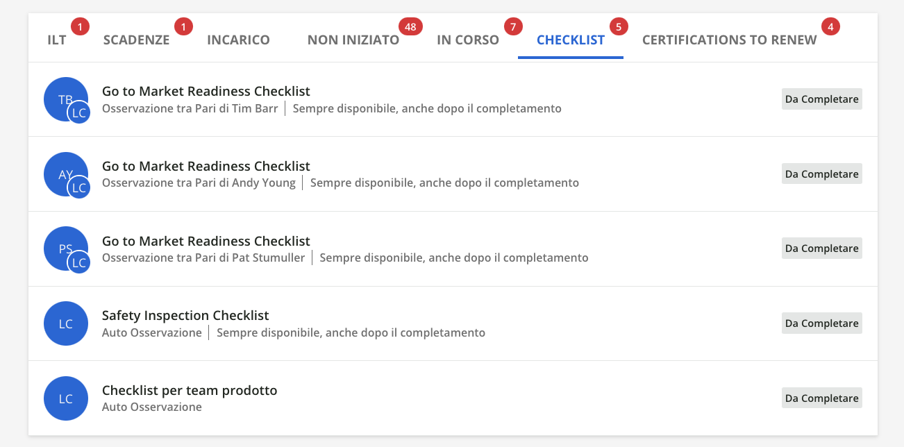 Compilare le Checklist di Osservazione da Studente – Docebo Help & Support