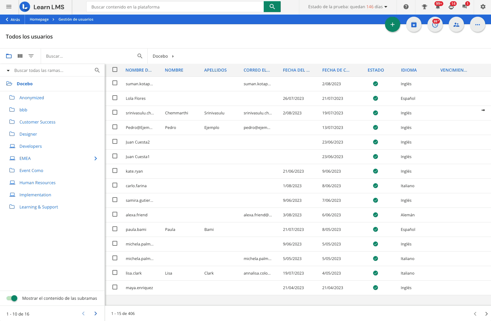 Creación y gestión de usuarios – Docebo Help & Support