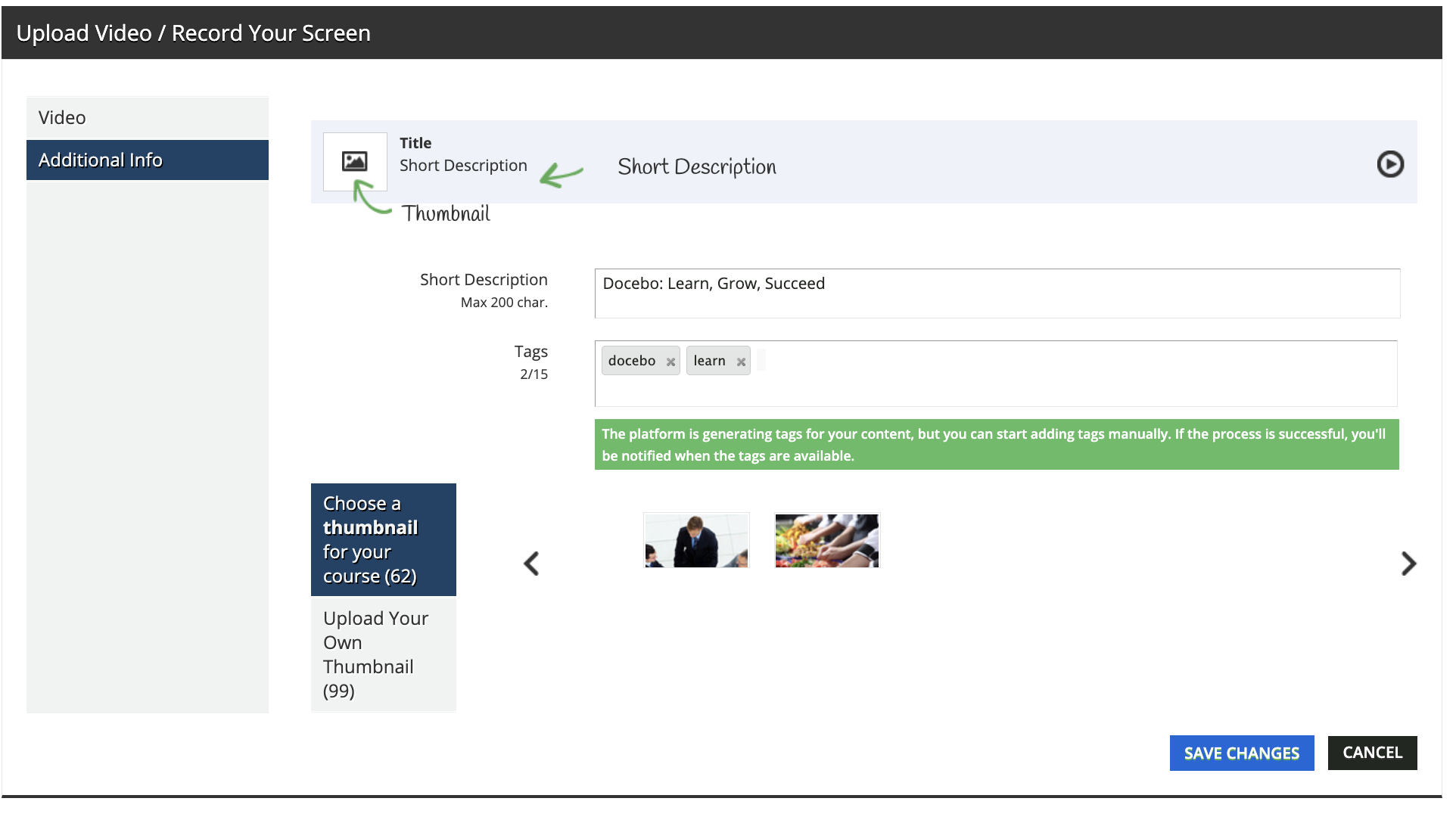 Creating a video training material from a video URL – Docebo Help & Support