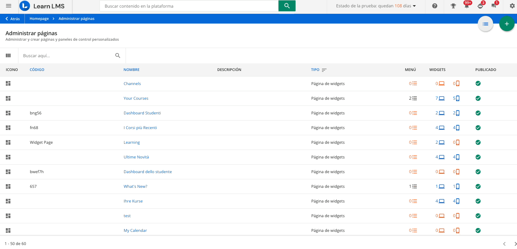 Introducción a las páginas y menús – Docebo Help & Support