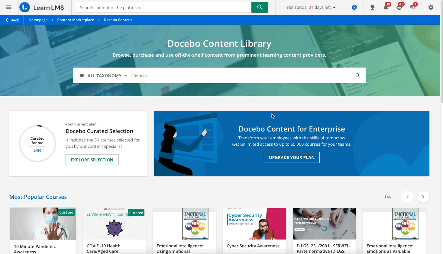 Managing Docebo Content Classic – Docebo Help & Support