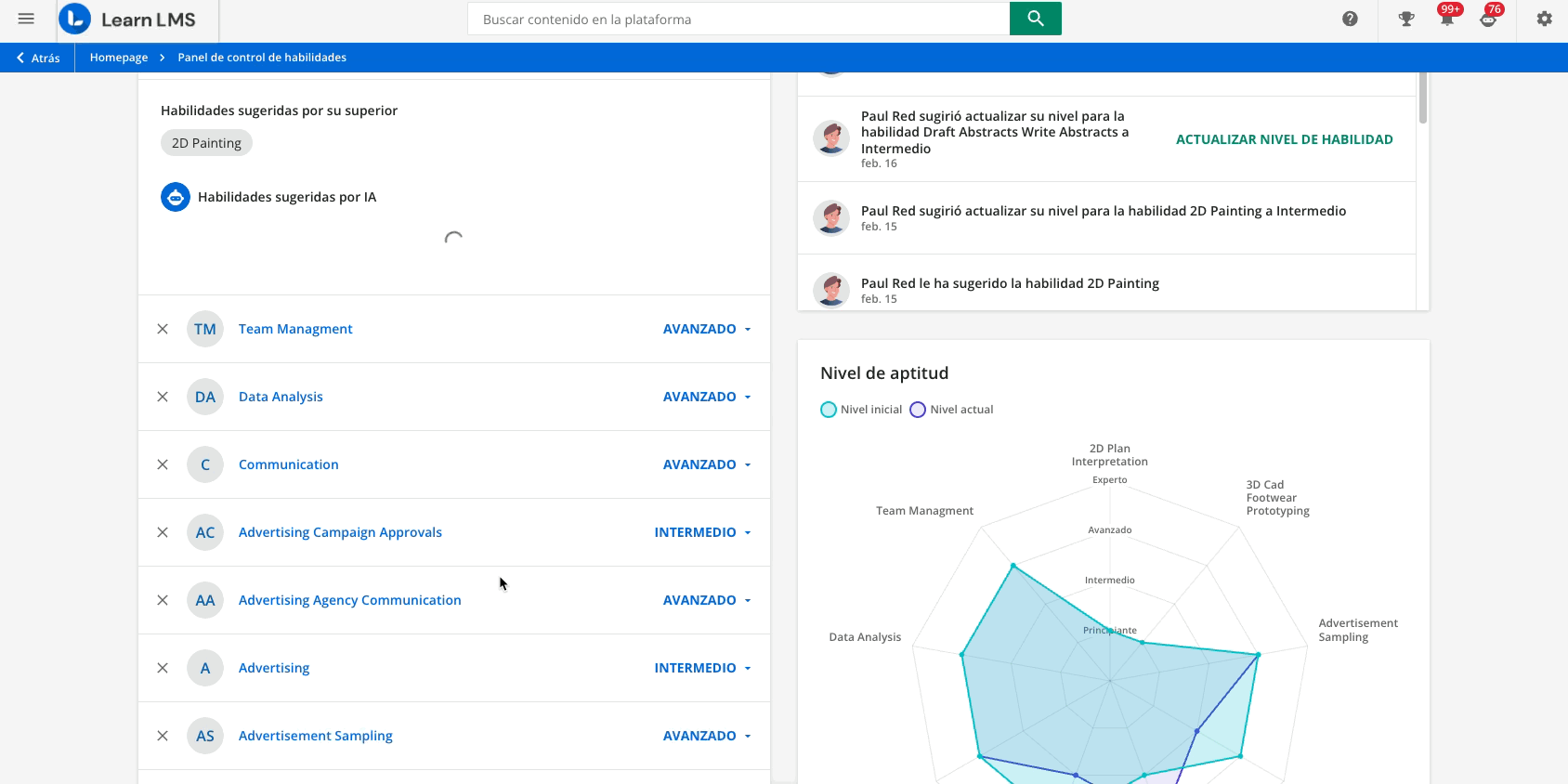 Panel de control de habilidades – Docebo Help & Support