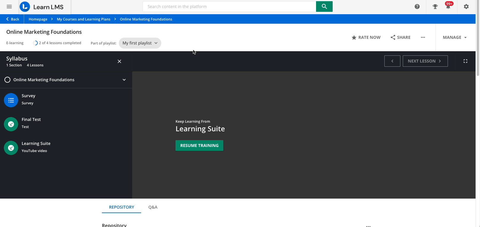 Creating and managing playlists – Docebo Help & Support