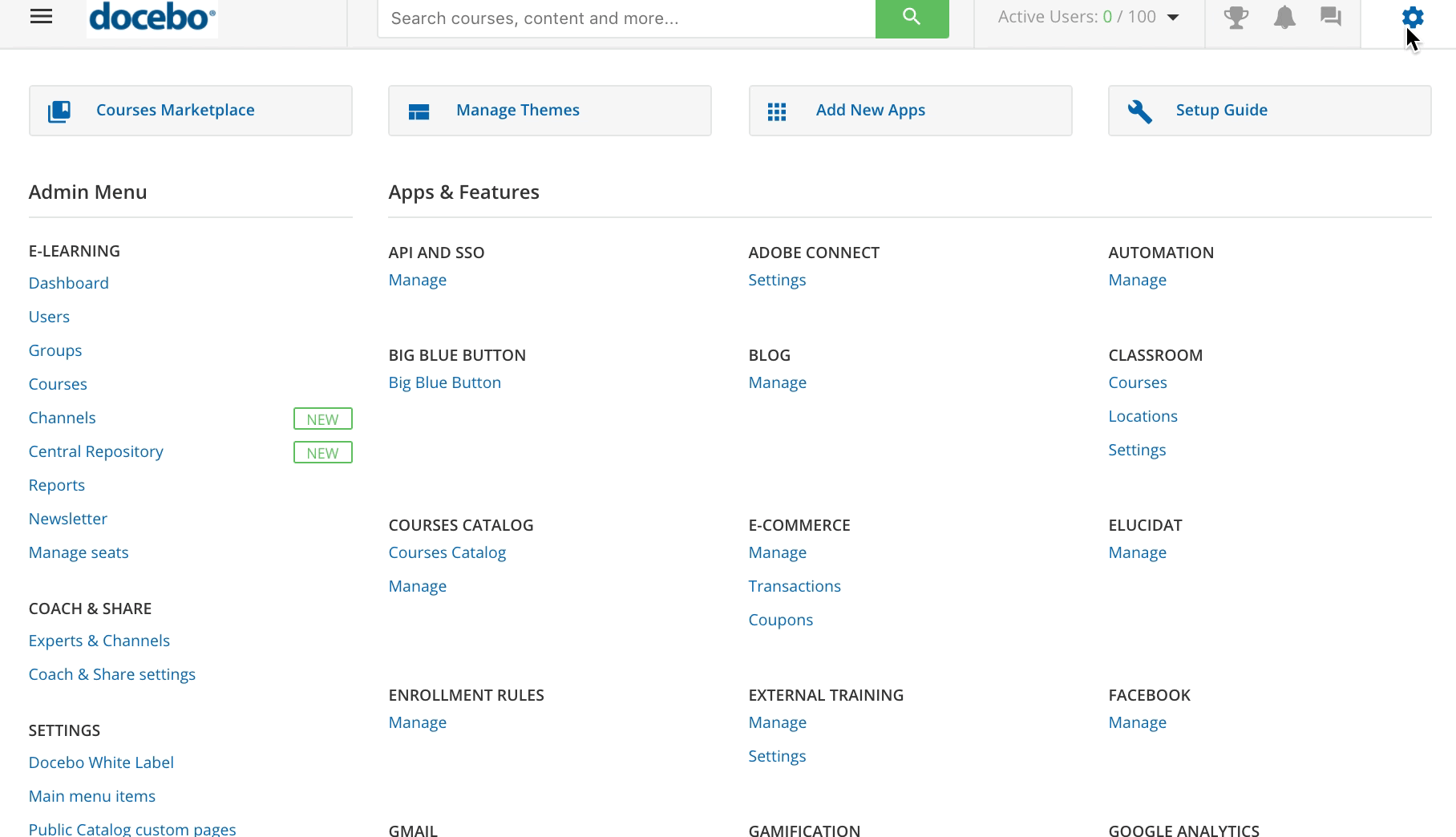 Accessing and navigating your platform's Setup guide – Docebo Help & Support