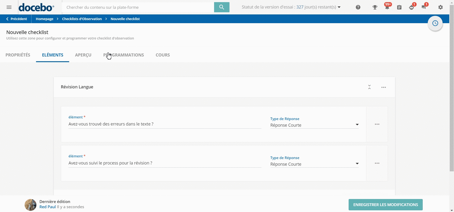 Créer et gérer des checklists d’observation – Docebo Help & Support
