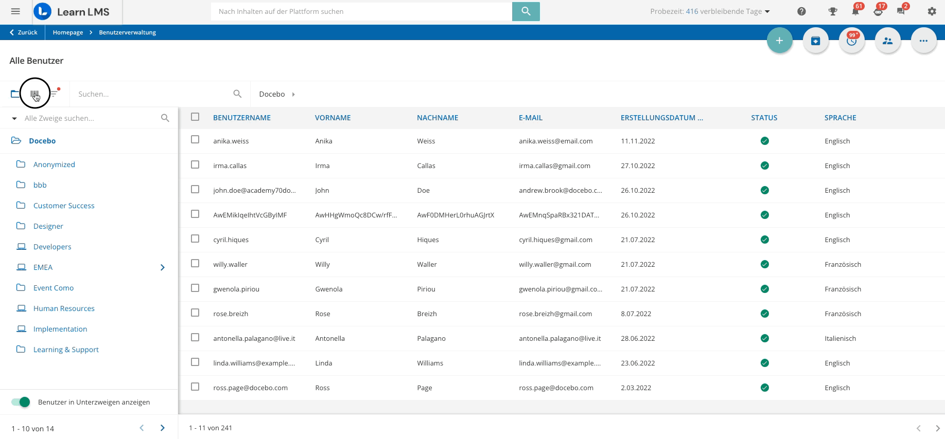 Erstellen und Verwalten von Benutzern – Docebo Help & Support